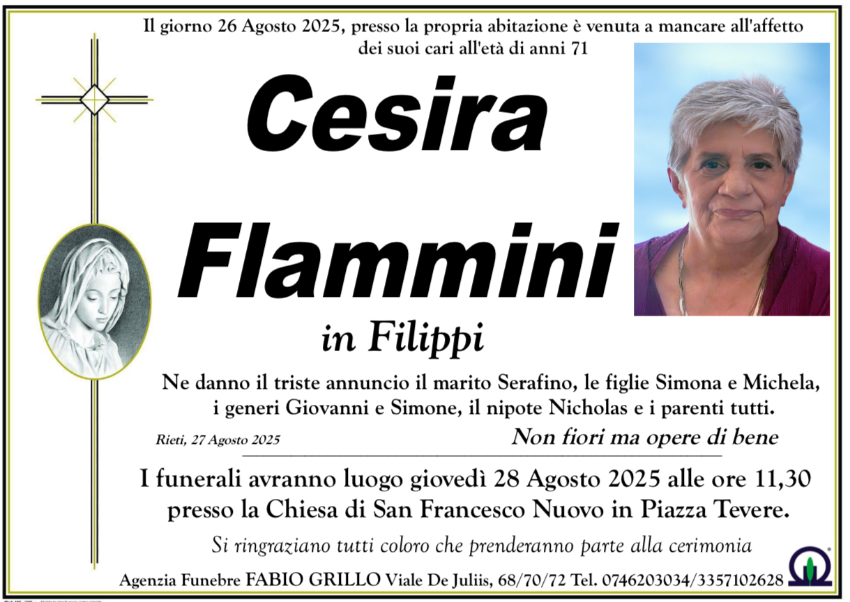 Cesira Flammini - Agenzia Funebre Grillo Fabio - Rieti